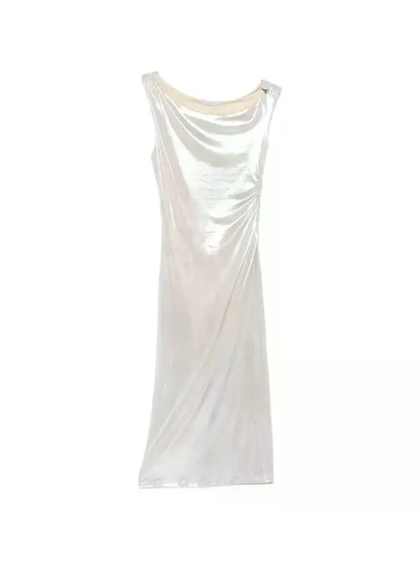 Patrizia Pepe Logo-detail Midi Dress - Silver