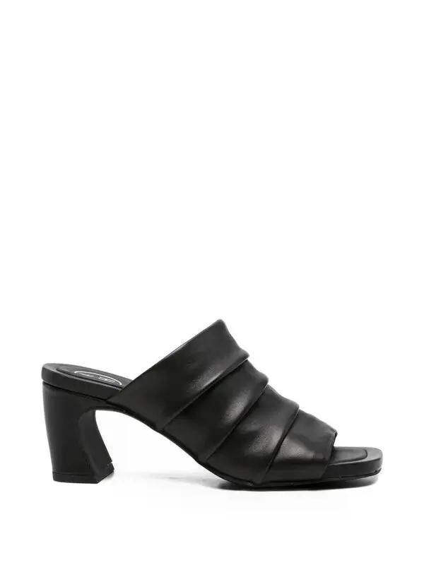 Ash Eva Ruched Leather Sandals - Black