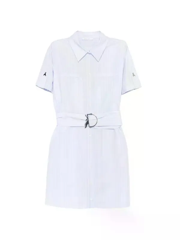 Patrizia Pepe Stripes Mini Shirt Dress With Belt - White