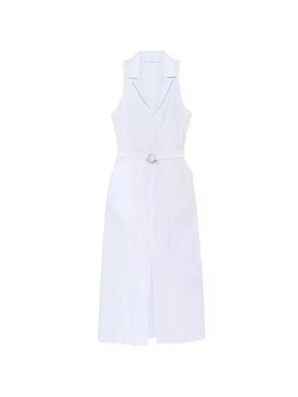 Patrizia Pepe Striped Belted Midi Dress - White
