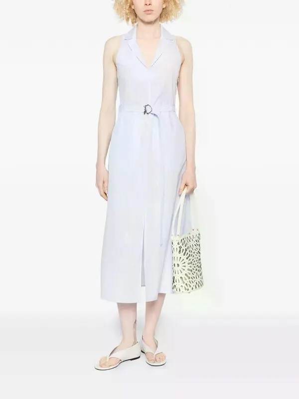 Patrizia Pepe Striped Belted Midi Dress - White