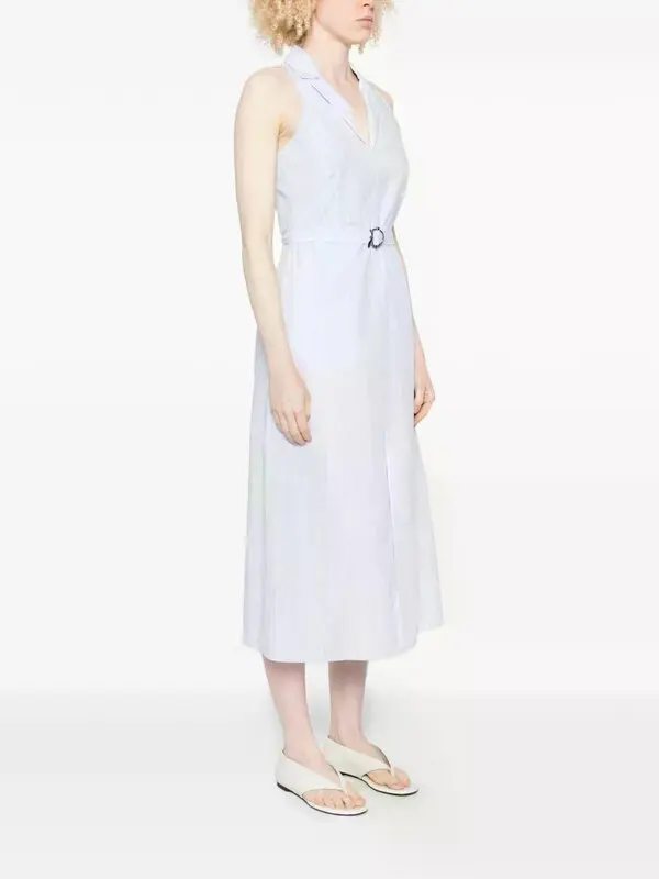 Patrizia Pepe Striped Belted Midi Dress - White