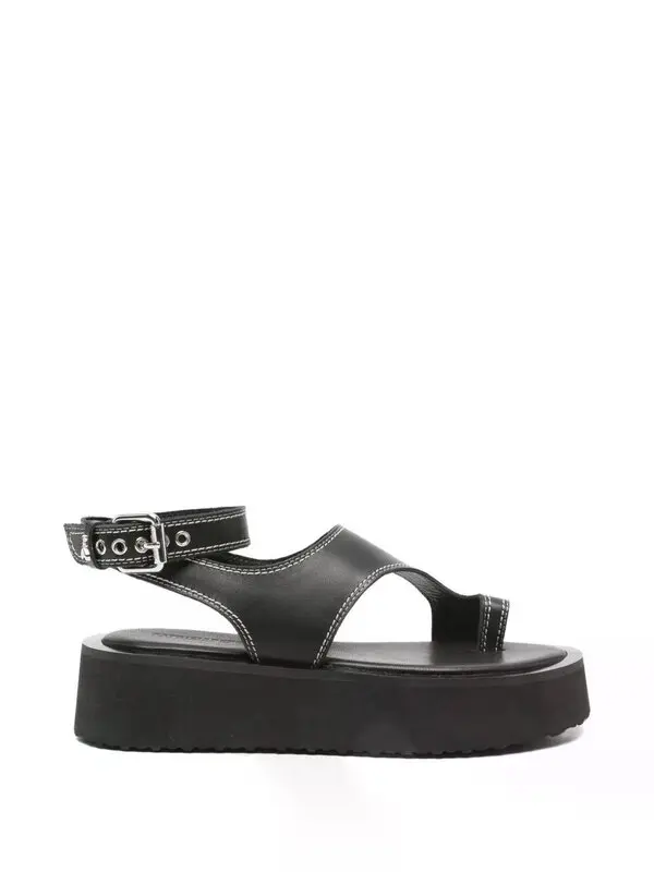 Patrizia Pepe Contrast-stitch Platform-heel Sandals - Black