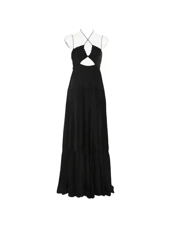 Patrizia Pepe Maxi Cut-out Satin Dress - Black