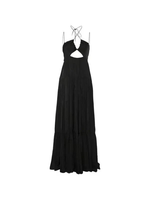 Patrizia Pepe Maxi Cut-out Satin Dress - Black