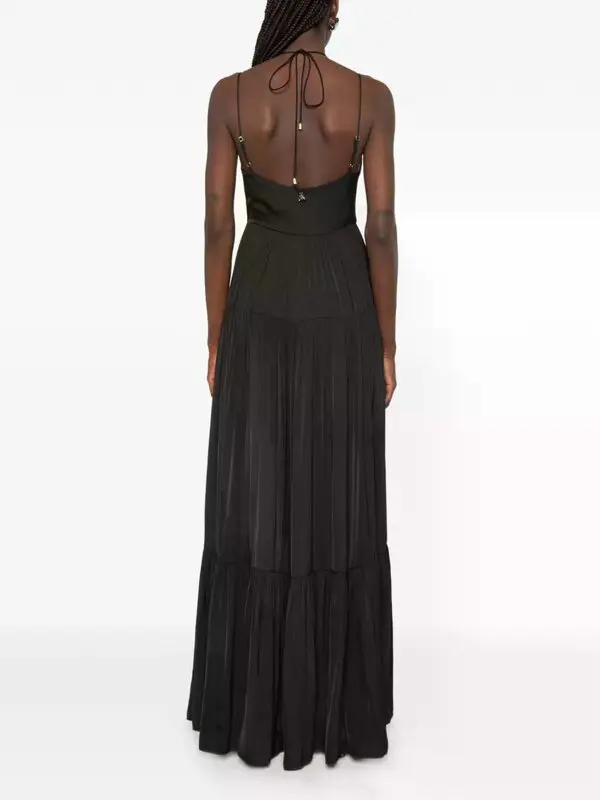 Patrizia Pepe Maxi Cut-out Satin Dress - Black
