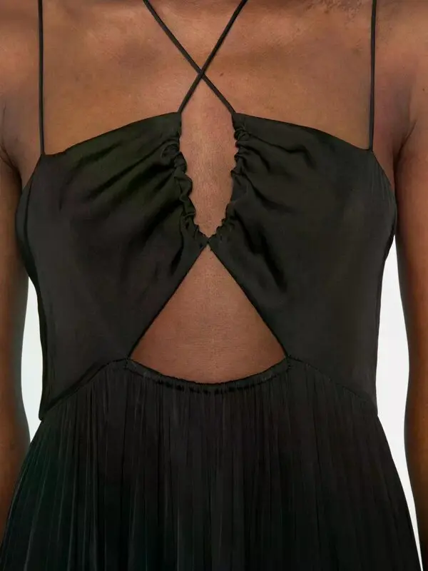 Patrizia Pepe Maxi Cut-out Satin Dress - Black