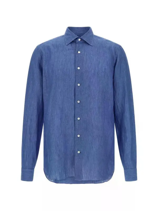 BORRIELLO NAPOLI Buttoned Linen Shirt - Blue