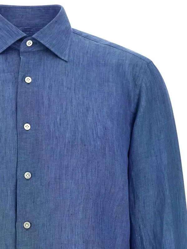 BORRIELLO NAPOLI Buttoned Linen Shirt - Blue