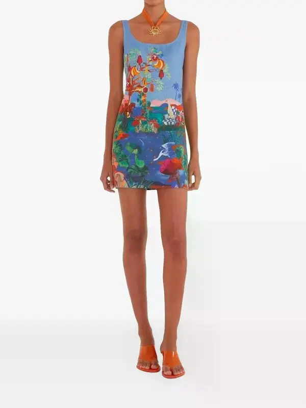 Farm Rio Dream Landscape Mini Dress - Blue