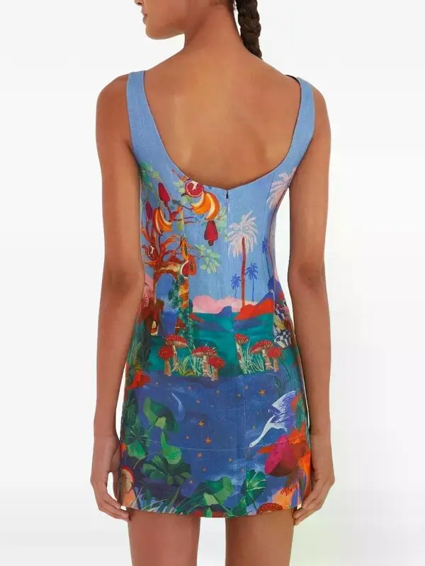 Farm Rio Dream Landscape Mini Dress - Blue