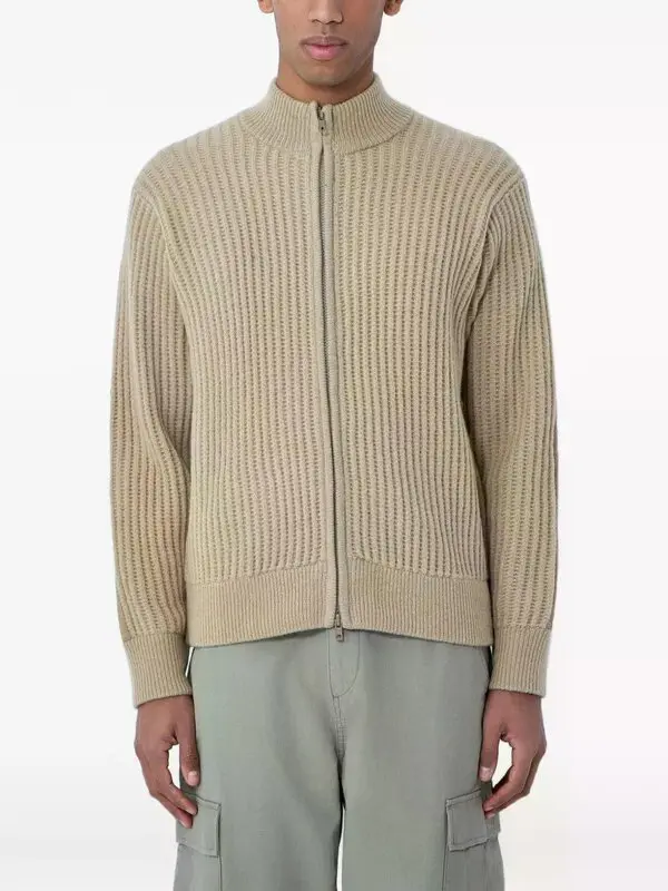 StÜssy Ribbed-knit Zip-up Cardigan - Neutrals