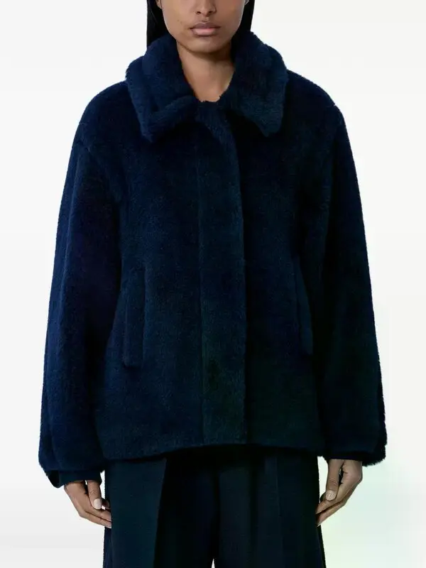 Max Mara Single-breasted Faux-fur Coat - Blue