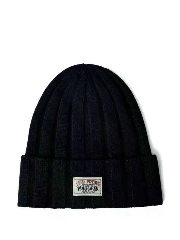 StÜssy Logo-appliqué Beanie - Black
