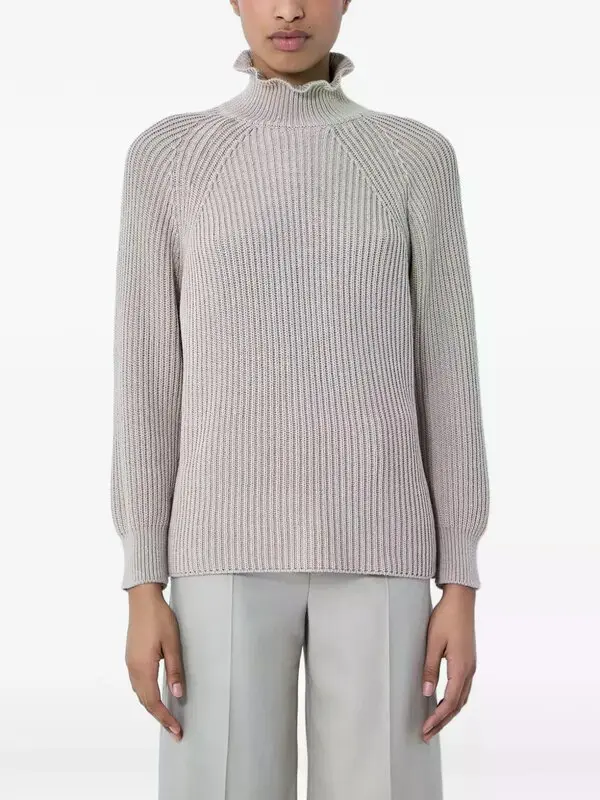 Max Mara Ribbed-knit High-neck Sweater - Neutrals