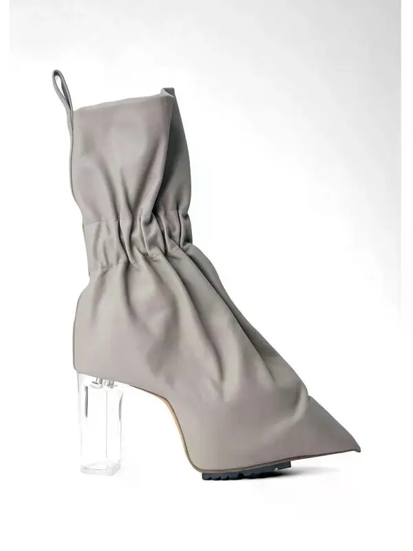 Rick Owens Gathered Transparent Block-heel Boots - Neutrals