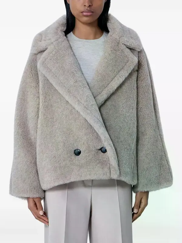 Max Mara Double-breasted Faux-fur Coat - Neutrals