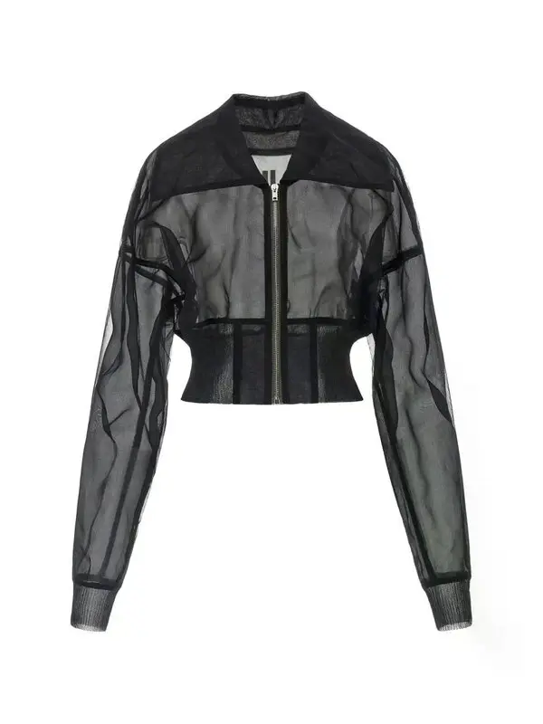 Rick Owens Dracucollar Cropped Bomber Jacket - Black