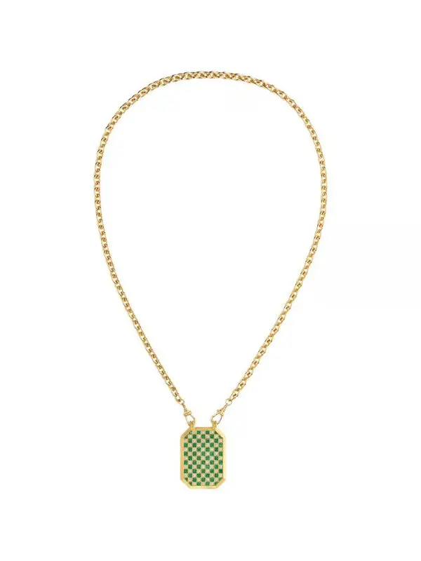 MARIE LICHTENBERG Checkered Emerald And Diamond Necklace - Gold