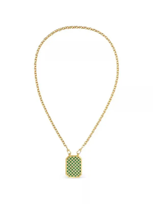 MARIE LICHTENBERG Checkered Emerald And Diamond Necklace - Gold