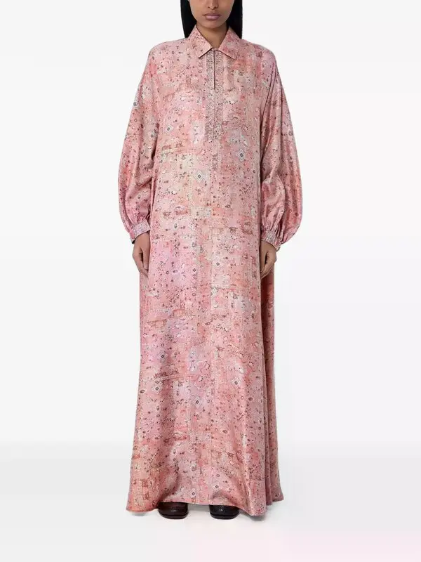 Max Mara Button-placket Long-sleeved Maxi Dress - Pink