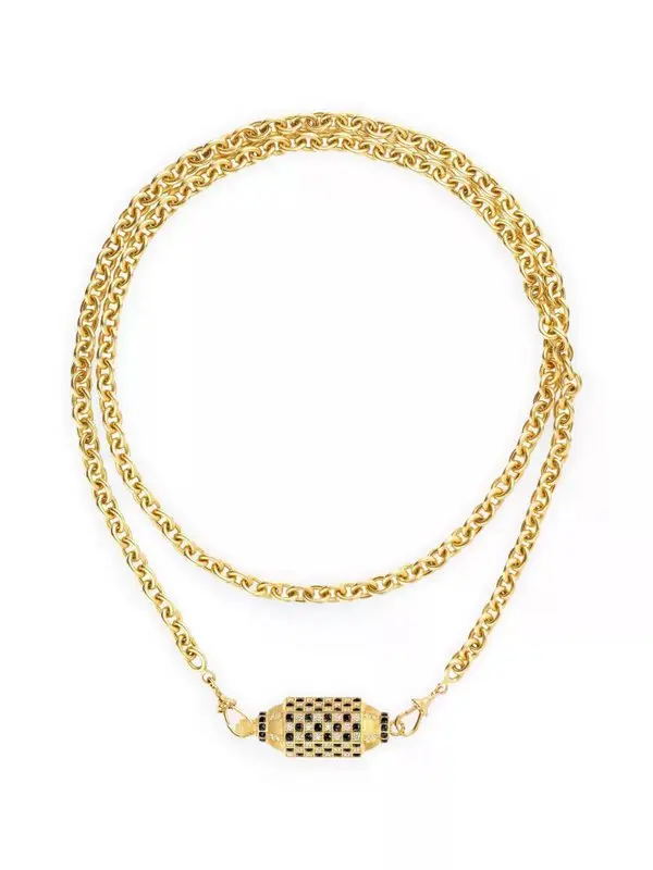 MARIE LICHTENBERG Diamond Checker Locket Necklace - Gold