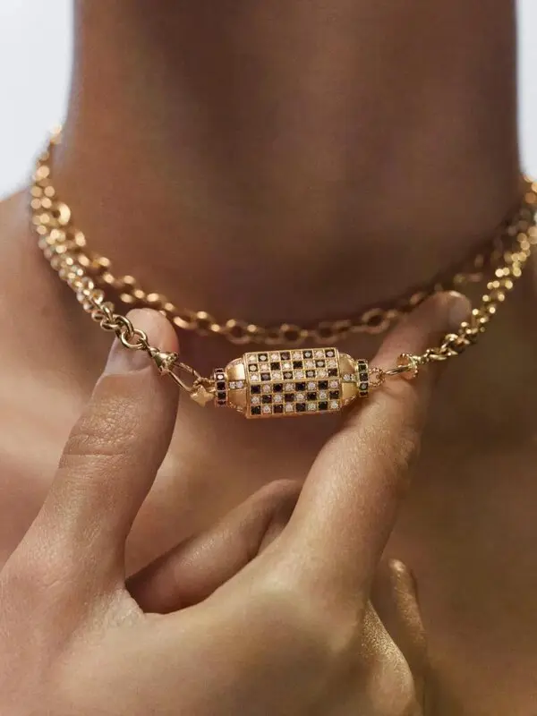 MARIE LICHTENBERG Diamond Checker Locket Necklace