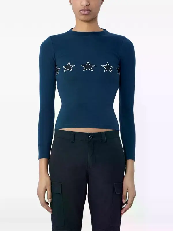 Balenciaga Star-embroidered Long-sleeve T-shirt - Blue