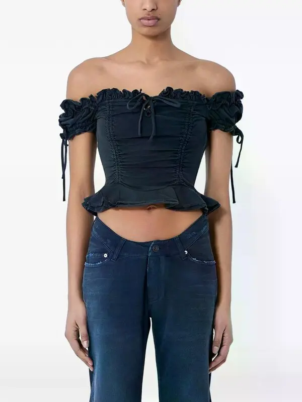 Balenciaga Gathered Cropped Top - Black