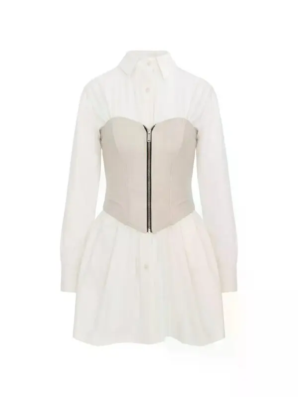 HAMZA Maris Zip-up Leather Corset Dress - White