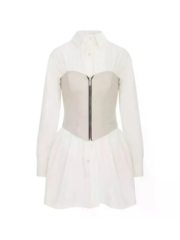 HAMZA Maris Zip-up Corset Dress - White