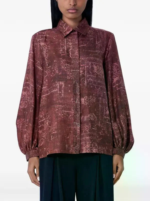 Max Mara Printed Silk Shirt - Red