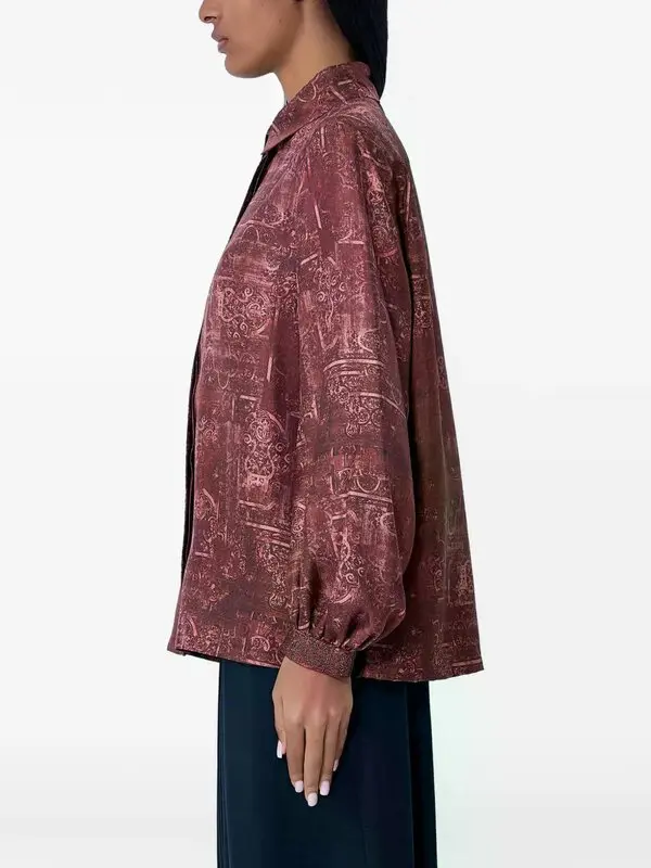 Max Mara Printed Silk Shirt - Red