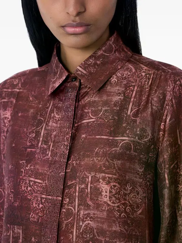 Max Mara Printed Silk Shirt - Red