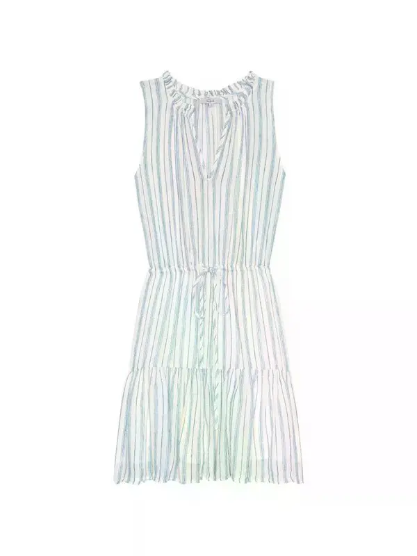 Rails Albany Ruffled-hem Striped Mini Dress - White