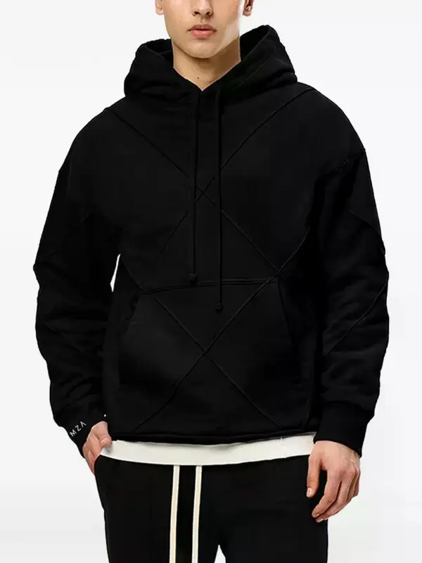 HAMZA Diamond Stitched Hoodie - Black