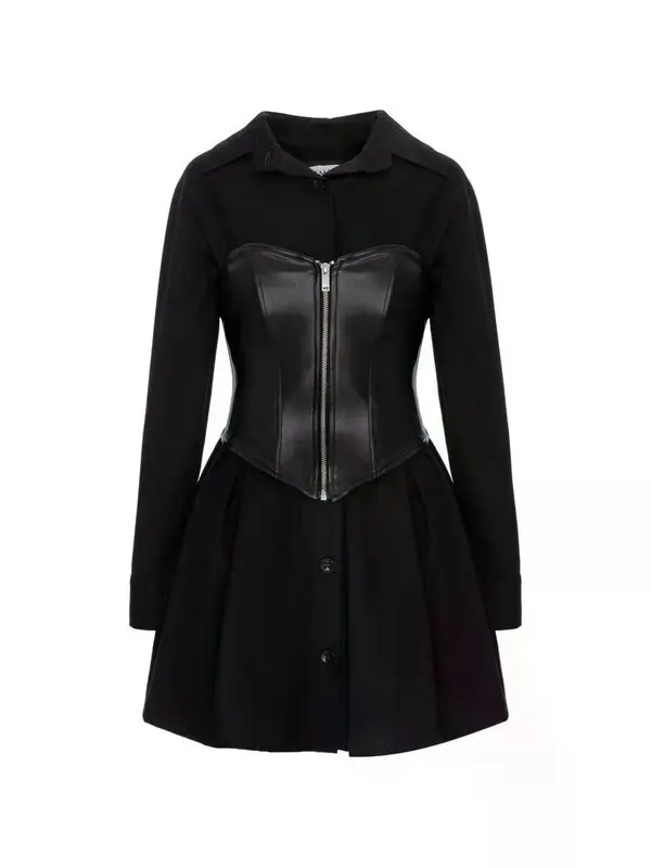HAMZA Maris Zip-up Leather Corset Dress - Black