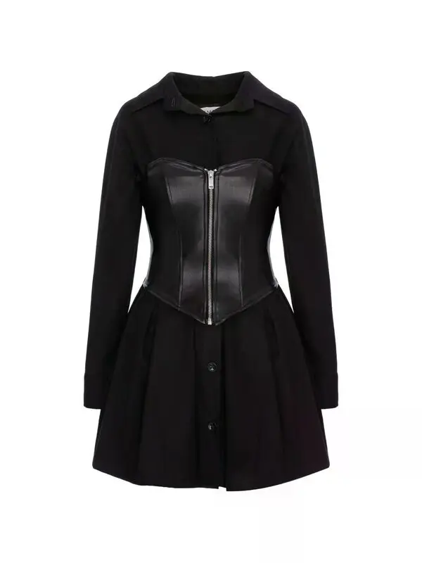 HAMZA Maris Zip-up Leather Corset Dress - Black