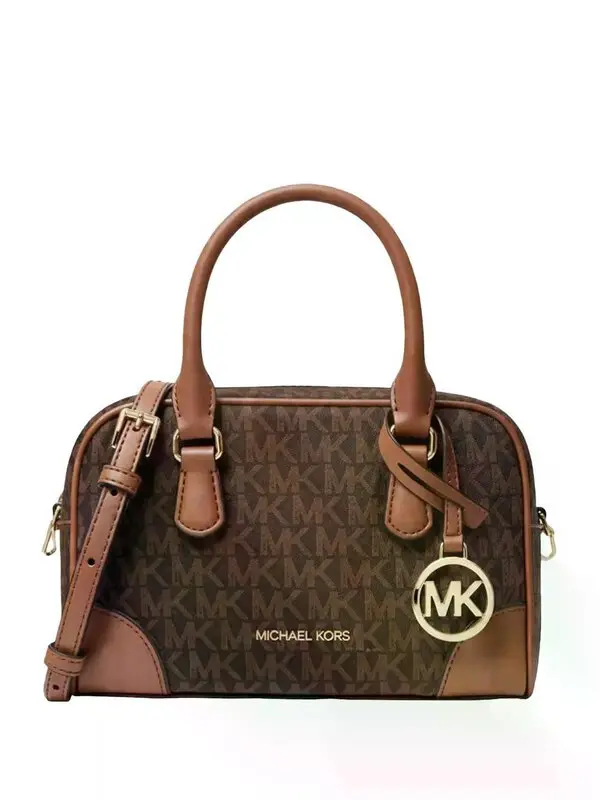 Michael Kors Monogram Satchel With Charm - Brown