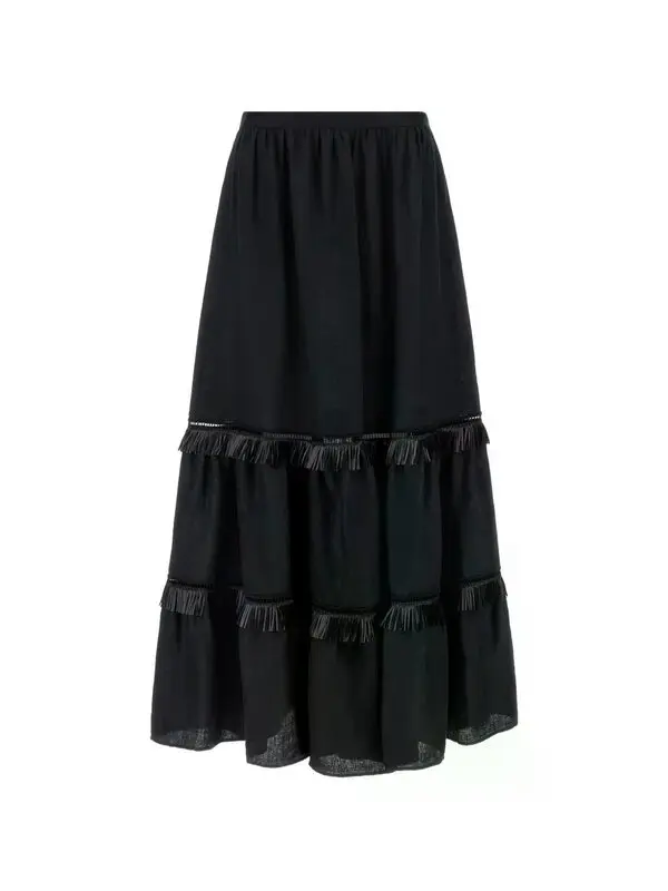Kiton Fringed Skirt - Black
