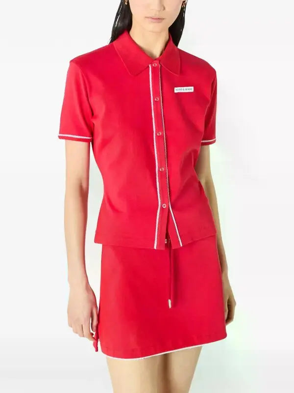 MARINE SERRE Ribbed Polo T-shirt - Red