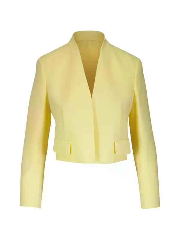 Akris V-neck Cropped Wool Jacket - Yellow