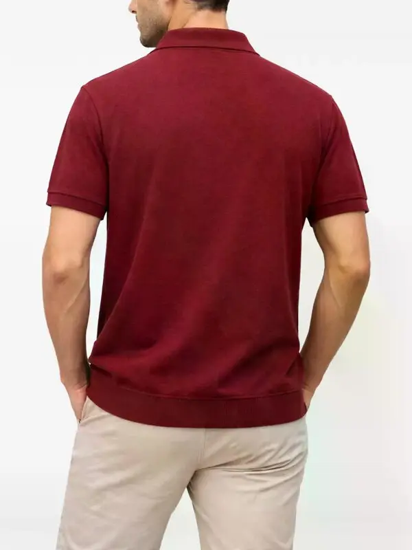 FRANZESE COLLECTION Ribbed V-neck Cotton Polo Shirt