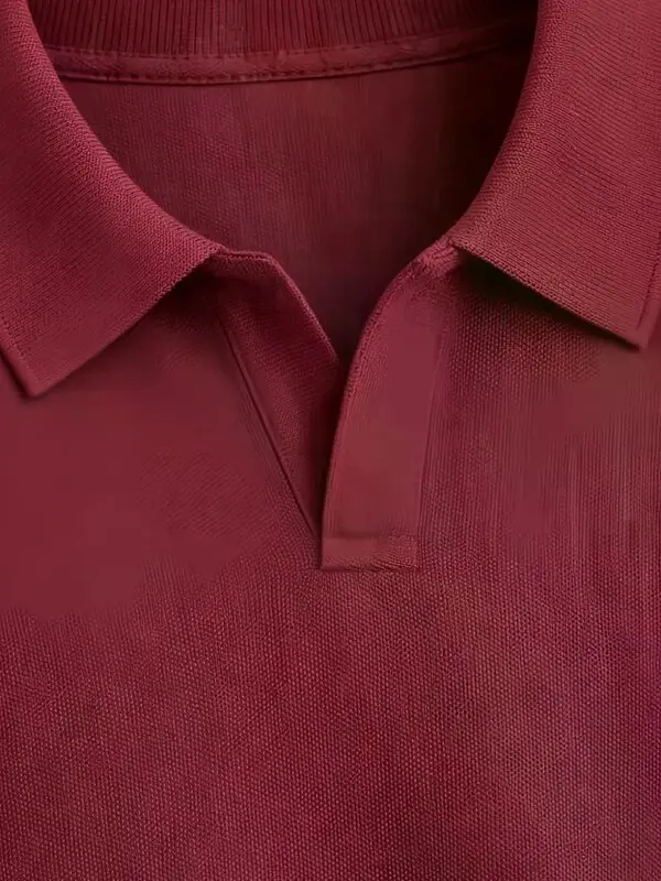 FRANZESE COLLECTION Ribbed V-neck Cotton Polo Shirt