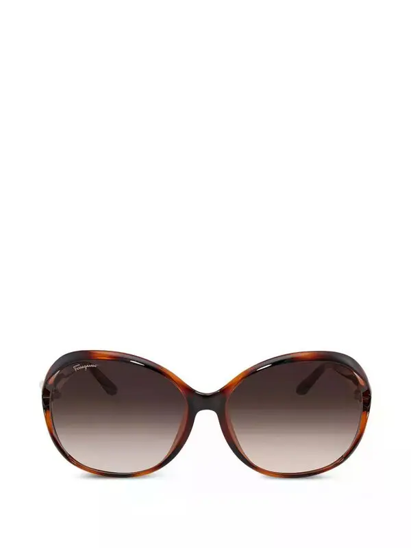 FERRAGAMO Oval Frame Sunglasses - Brown