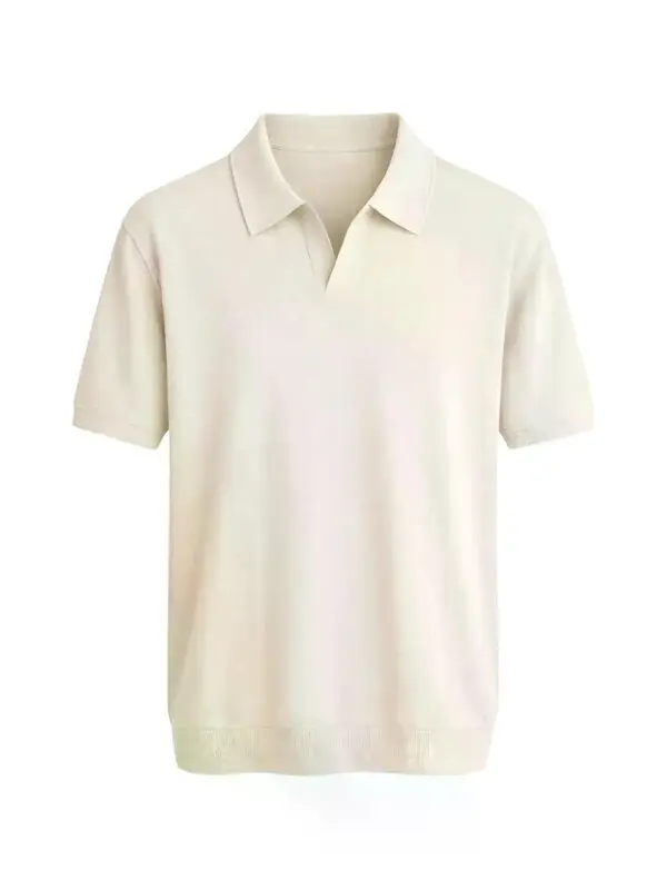 FRANZESE COLLECTION Gossip Ribbed V-neck Polo Shirt - Neutrals