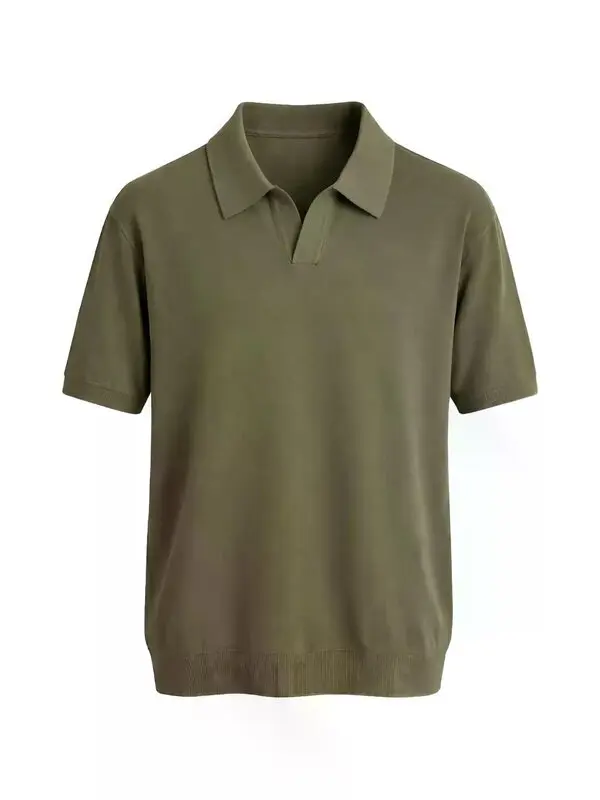 FRANZESE COLLECTION Gossip Ribbed V-neck Polo Shirt - Green