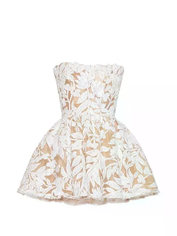 BRONX AND BRONCO Chloe Floral-embellished Strapless Mini Dress - White