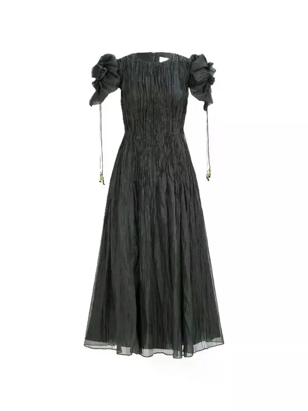 Aje Angeli Pintuck Puff Sleeve Midi Dress