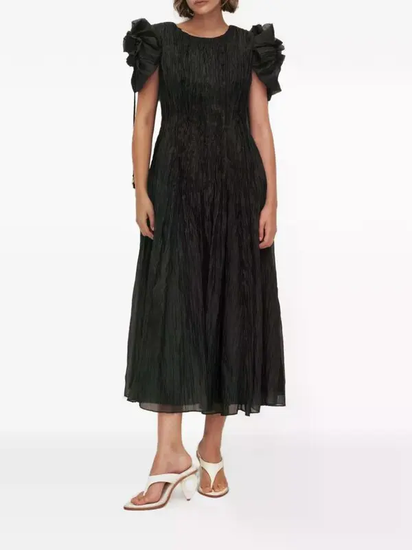 Aje Angeli Pintuck Puff Sleeve Midi Dress